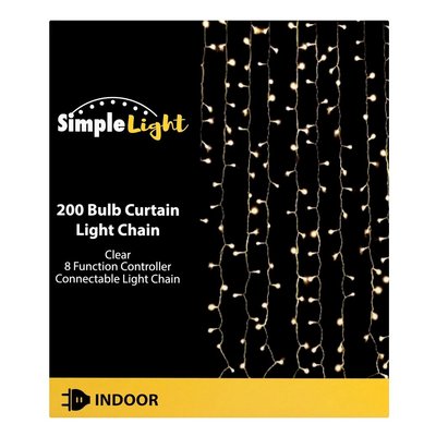 Simple Light 200 Bulb Curtain Light Chain | PnP