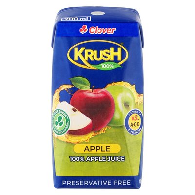 Clover Krush Uht Fruit Juice 100% Apple 200ml | PnP