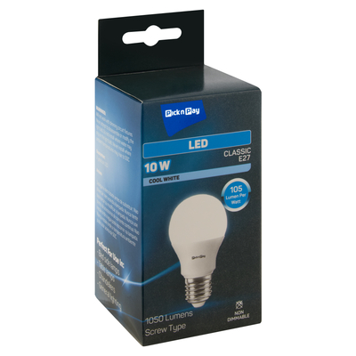 PnP 10w Edison Screw Cool White Non-Dimmable Classic LED | Smart Price ...