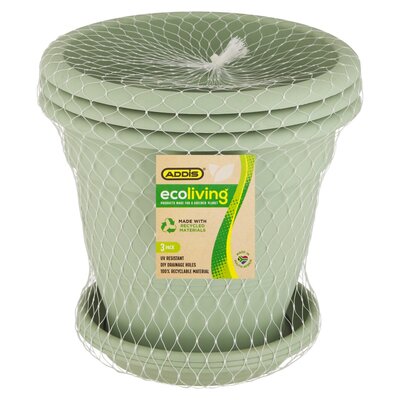 Addis Eco Venus Pot & Saucer Set 3 X 26cm | PnP