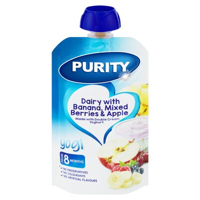 Purity Pouch Dairy with Banana, Mixed Berries & Apple 110ml from 6 ...