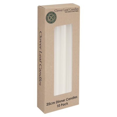 Clover Leaf White Dinner Candles 10 Pack | PnP