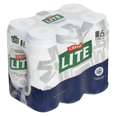 Castle Lite Premium Lager Beer 6 x 500ml | PnP
