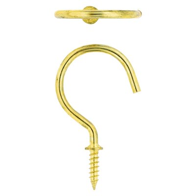 Eureka Round Brass Plated Cup Hook 50mm 4 Pack | PnP