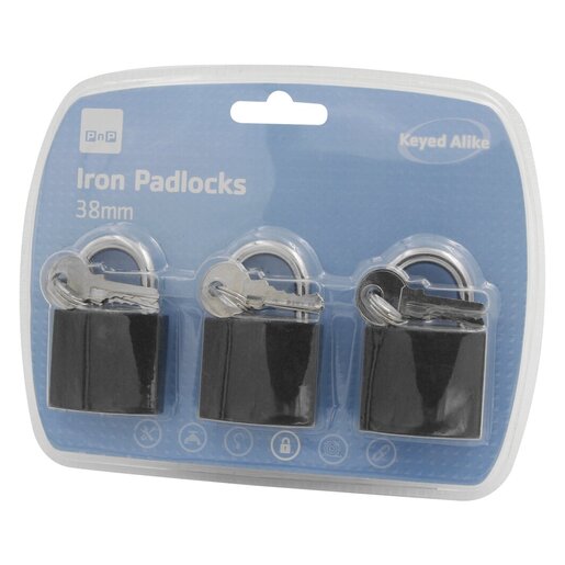 PnP 38mm Iron Padlock 2 Keys 3 Pieces | PnP