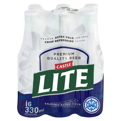 Castle Lite Premium Lager Beer 6 x 330ml. | Smart Price Specials | PnP Home