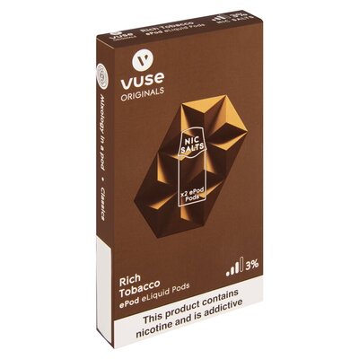 Vuse E-Pod Rich Tobacco 3% Nicotine Salt E-Liquid Replacement Pods 2 ...