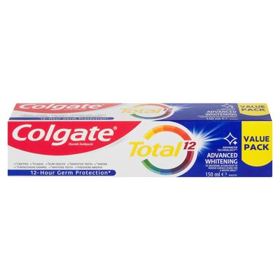 Colgate Total 12 Advanced Whitening, Multibenefit Toothpaste 150ml | PnP