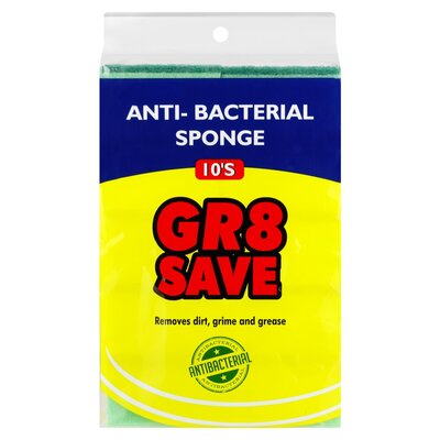 GR8 Save Anti Bacterial Sponges 10 Pack | PnP