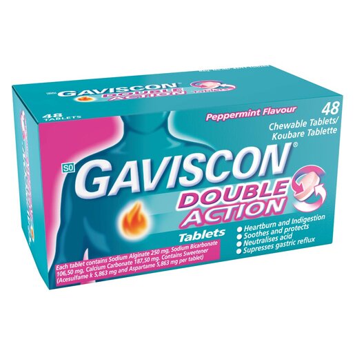 Gaviscon Double Action Peppermint Chewable Tablets 48 Pack | PnP