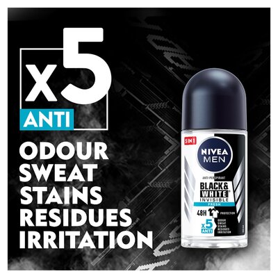 Nivea Men Invisible Black & White Fresh Roll On 50ml x 6 | PnP
