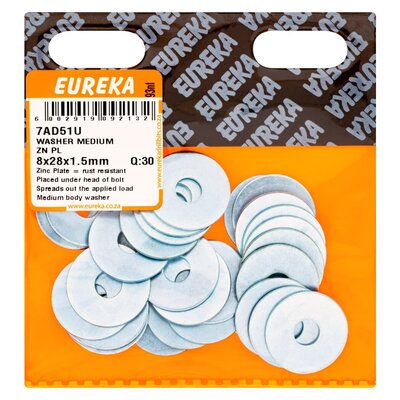 Eureka Medium Washer Zinc Plated 8x28x1.5mm 30 Pack | PnP