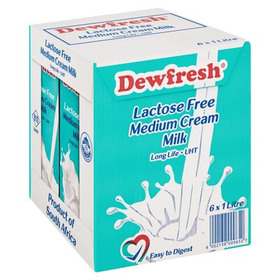 Dewfresh Lactose Free Medium Cream Milk 6 x 1L | PnP
