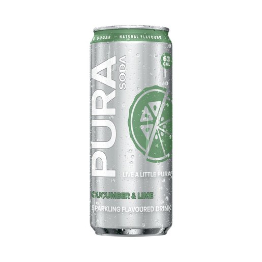 Pura Soda Cucumber & Lime Flavoured Sparkling Drink 24 x 300ml | PnP