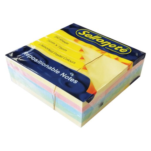 Sellonote 5 Assorted Sticky Notes Pastel 250 Sheets 75 X 75mm | PnP