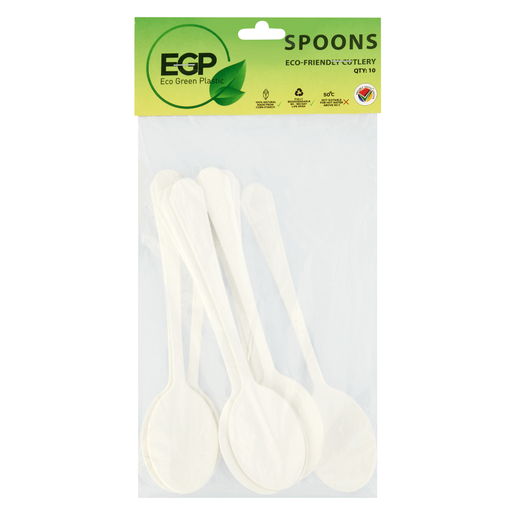 Eco Green Plastic Corn Starch Spoons 10 Pack | PnP