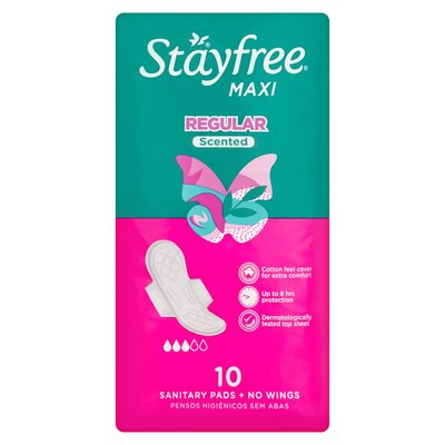 Stayfree Maxi Regular Scented Sanitary Pads With Wings 10 Pack | PnP