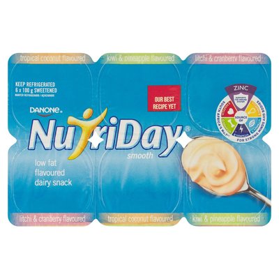 Danone Nutriday Low Fat Smooth Tropical Fruit Dairy Snack 6 x 100g ...