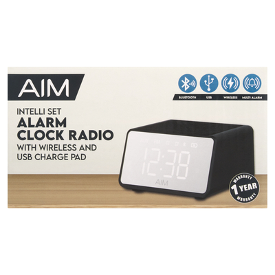 Aim Intelli Set Alarm Clock Radio With Wireless & Usb Charging | PnP