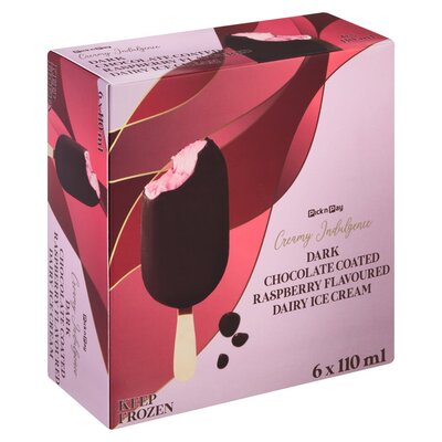 PnP Dark Chocolate Coated Raspberry Flavoured Dairy Ice Cream 6 x 110ml ...