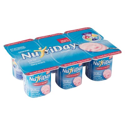 Danone Nutriday Low Fat Smooth Strawberry Dairy Snack 6 x 100g | Smart ...