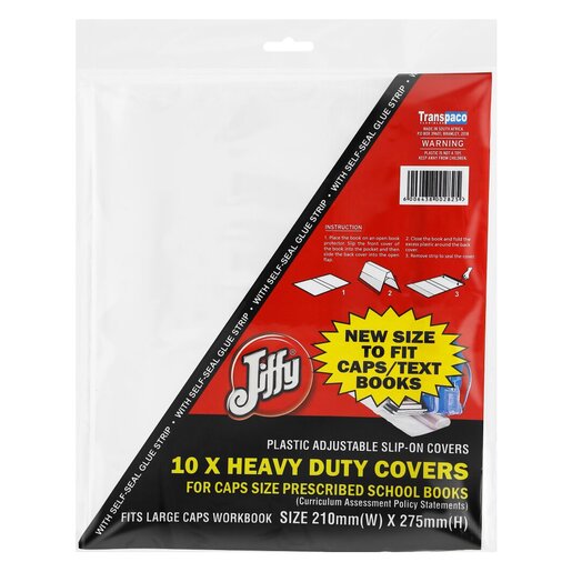 Jiffy Transparent Adjustable Heavy Duty Plastic Book Covers 10 Pack | PnP