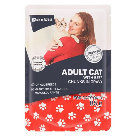 PnP Adult Cat Food W/Beef Chnks in Gravy 85g | PnP