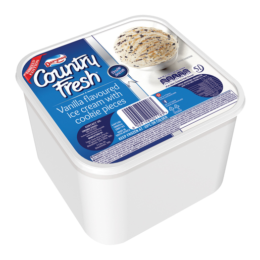 Country Fresh Vanilla Flavoured Ice Cream with Cookie Pieces 5L | PnP