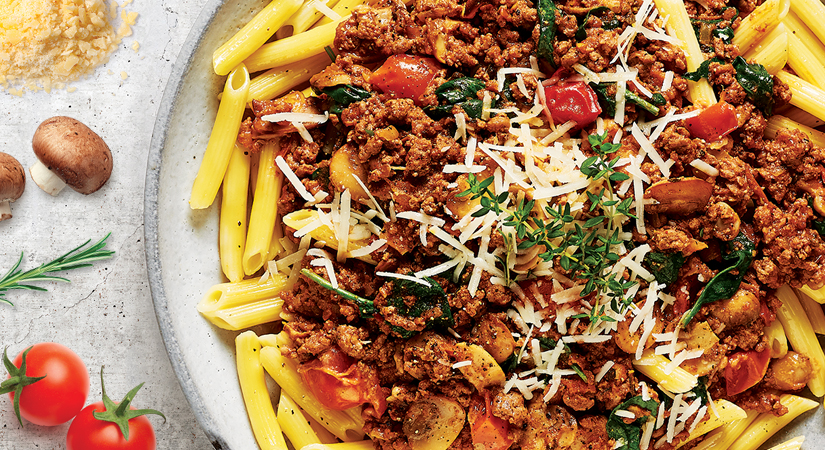 Beef Ragu, with Mushrooms and Baby Spinach Fatti’s and Moni’s Pasta ...