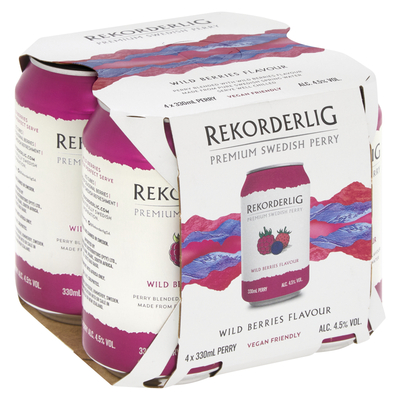 Rekorderlig Wild Berries Flavour Premium Swedish Perry Cans 4 x 330ml | PnP