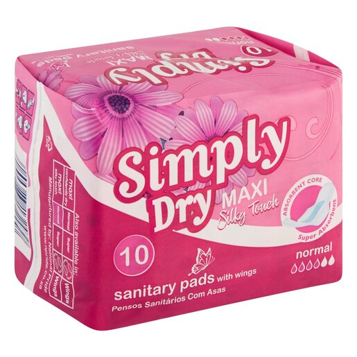 National Simply Dry Normal Maxi Silky Touch Sanitary Pads 10 Pack ...
