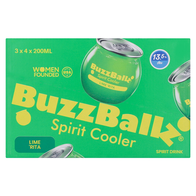 Buzz Ballz Lime 'Rita Flavoured Ready To Drink Spirit Cooler 12 x 200ml ...