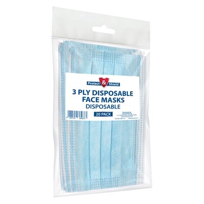 Vita Aid Protect & Shield 3 Ply Disposable Face Mask 20 Pack | Smart ...