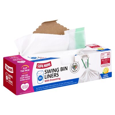 Supa Mama Lemon Scented Swing Bin Liners with Drastring 660mm x 810mm ...