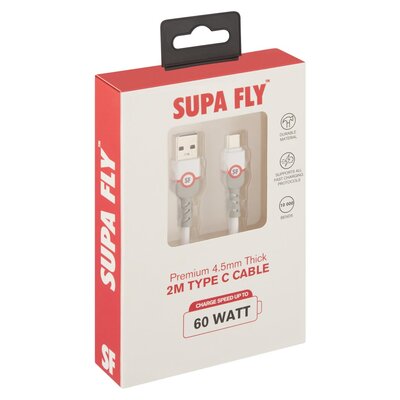 Superfly 2.4A White Type C Cable 2m | Smart Price Specials | PnP Home