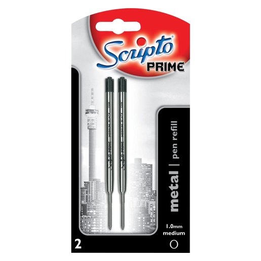 Scripto Prime Metal Refills Black Medium 2 Pack | PnP