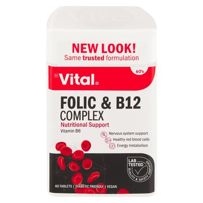 Vital Folic Acid & B12 Complex 60 Tablets | PnP