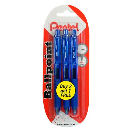 Pentel Retractble Ballpoint Pen Blue 2up | PnP