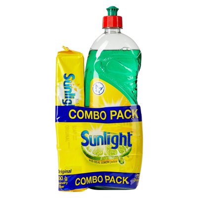 Sunlight Dishwashing Liquid & Laundry Bar Value Pack Regular 750ml+500g ...