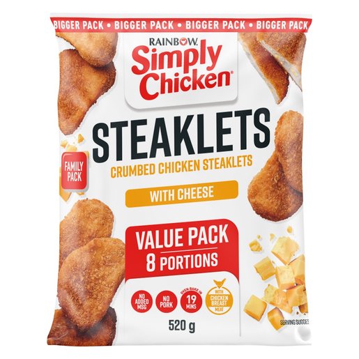 Rainbow Simply Chicken Crumbed Chicken Cheese Steaklets 520g | Smart ...