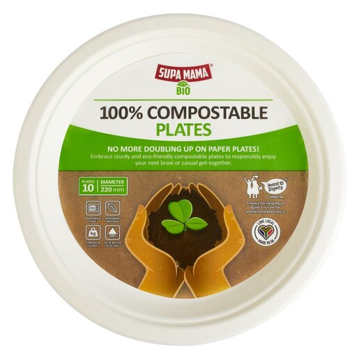 Supa Mama Compostable Plates 220mm 10 Pack | PnP