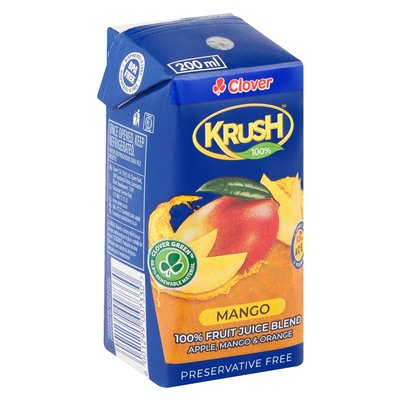 Clover Krush Uht Fruit Juice 100% Mango 200ml | Smart Price Specials ...