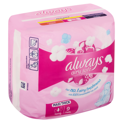 Always Maxi Cotton Long Pads 9 Pack | PnP