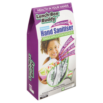 Lunchbox Buddy Bubblegum Hand Sanitiser Single Application Sachet 60 ...