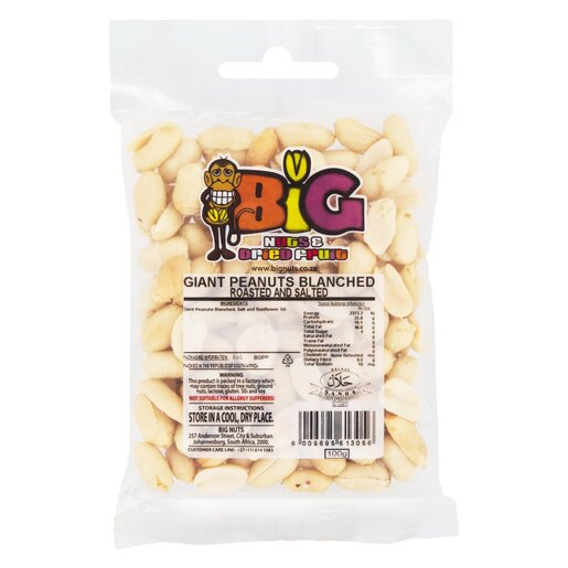 Big Nuts Peanut Blanched Giant Roasted & Salted 100g | PnP