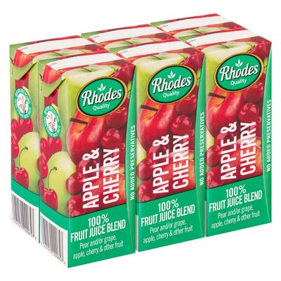 Rhodes 100% Apple & Cherry Fruit Juice Blend 200ml x 6 | PnP