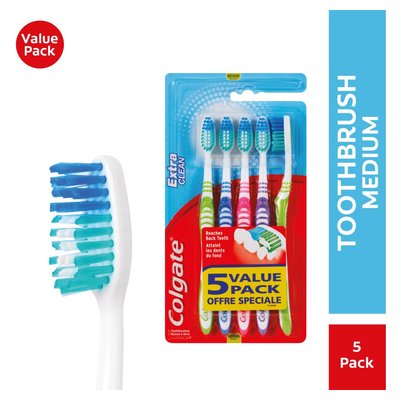 Colgate Extra Clean Medium Toothbrush 5 Pack | PnP