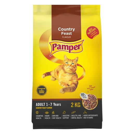 Pamper Deep Country Feast Flavour Adult Dry Cat Food 2kg | PnP