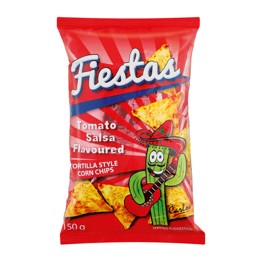 Fiestas Tomato Salsa Flavourred Tortilla Style Corn Chips 150g x 288 | PnP