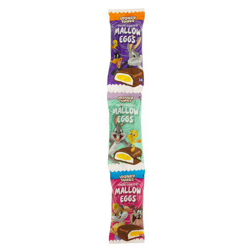 Looney Tunes Choc Coated Mallow Eggs Strip 3 x 16g | PnP